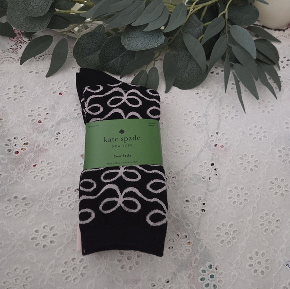kate spade | Accessories | Kate Spade Black And White Patterned Crew ...